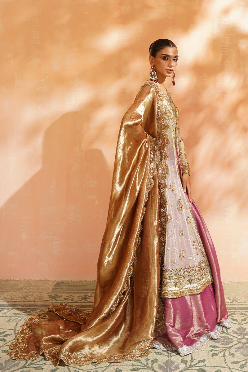 Ivory Net Kalidaar With Lehenga & Dupatta – Sumaira Khanani