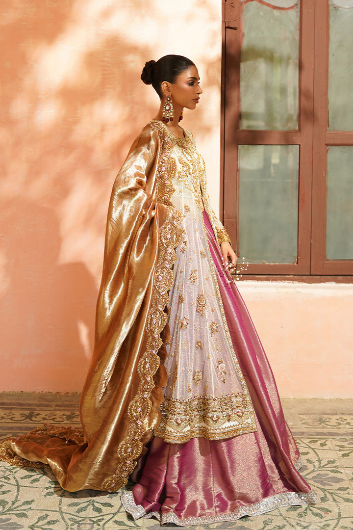 Ivory Net Kalidaar With Lehenga & Dupatta – Sumaira Khanani
